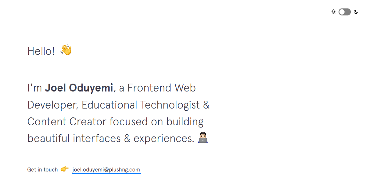 Joel Oduyemi | Educational Technologist & Web Developer